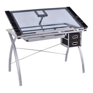 Modern Style Adjustable Drawing Desk Drafting Table with Drawers ...