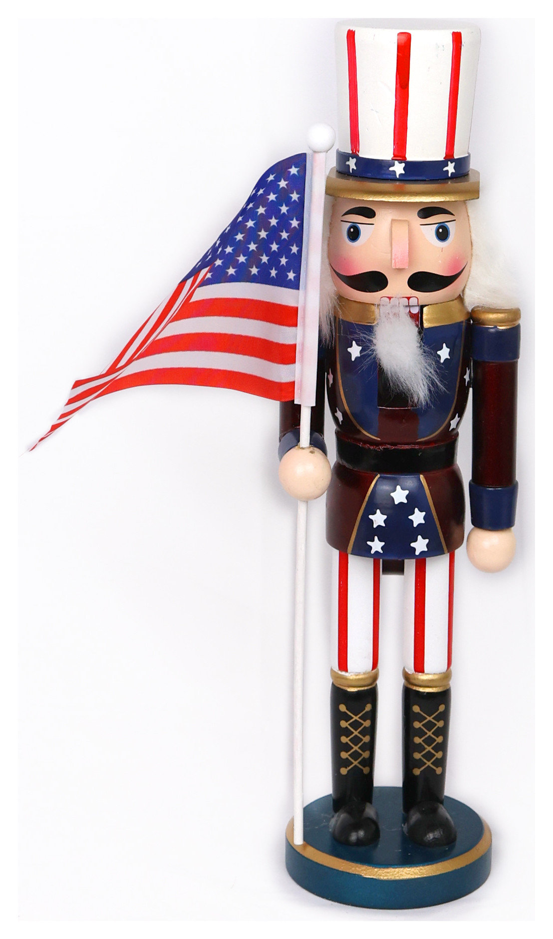 15" Uncle Sam With US Flag Wooden Nutcracker Christmas Decoration ...