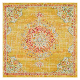 Traditional Penelope Mustard Area Rug, 8' Square - Contemporary - Area ...