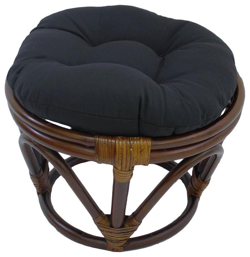 18-inch Round Solid Twill Tufted Footstool Cushion - Contemporary ...
