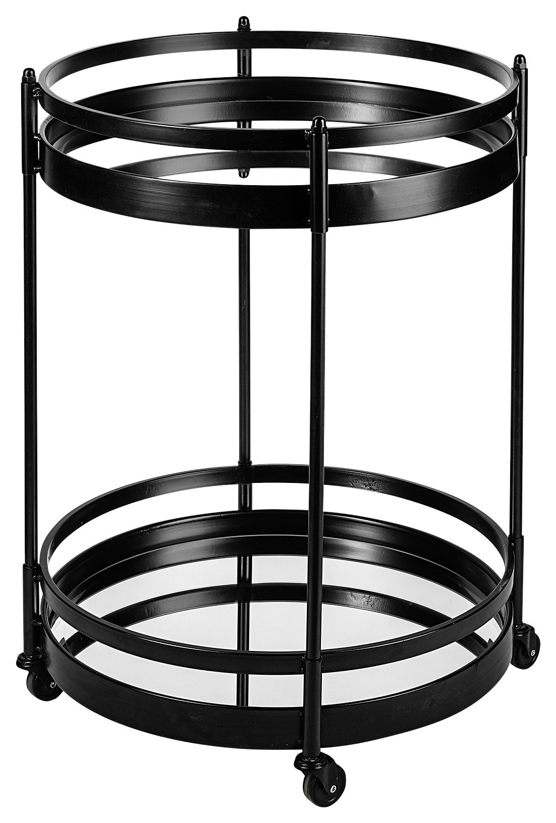 Ada Black Metal Two-Tier w/ Mirrored Shelves Bar Cart - Industrial ...