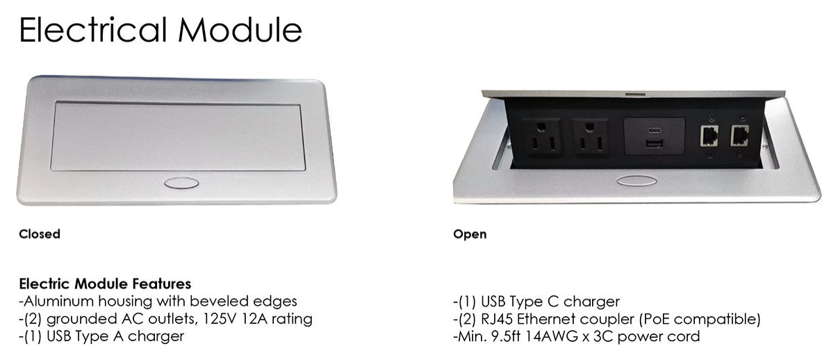 12X4 Arc Boat Conference Room Table with Power Modules And Post Legs ...