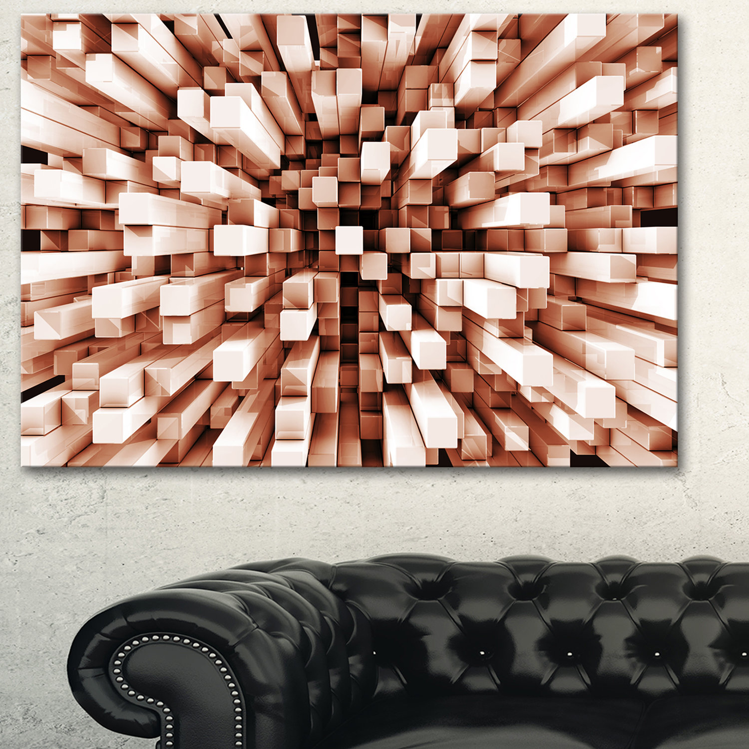 "Reflective Checkered Cube" Contemporary Art Print, 40"x30 ...