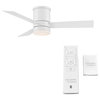 Axis 3-Blade Smart Flush Mount Ceiling Fan 44" Matte White, 3500K LED ...