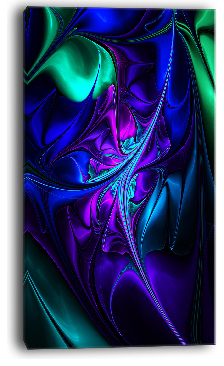 "Bright Blue Abstract Floral Shapes" Floral Wall Art Canvas, 20"x40 ...
