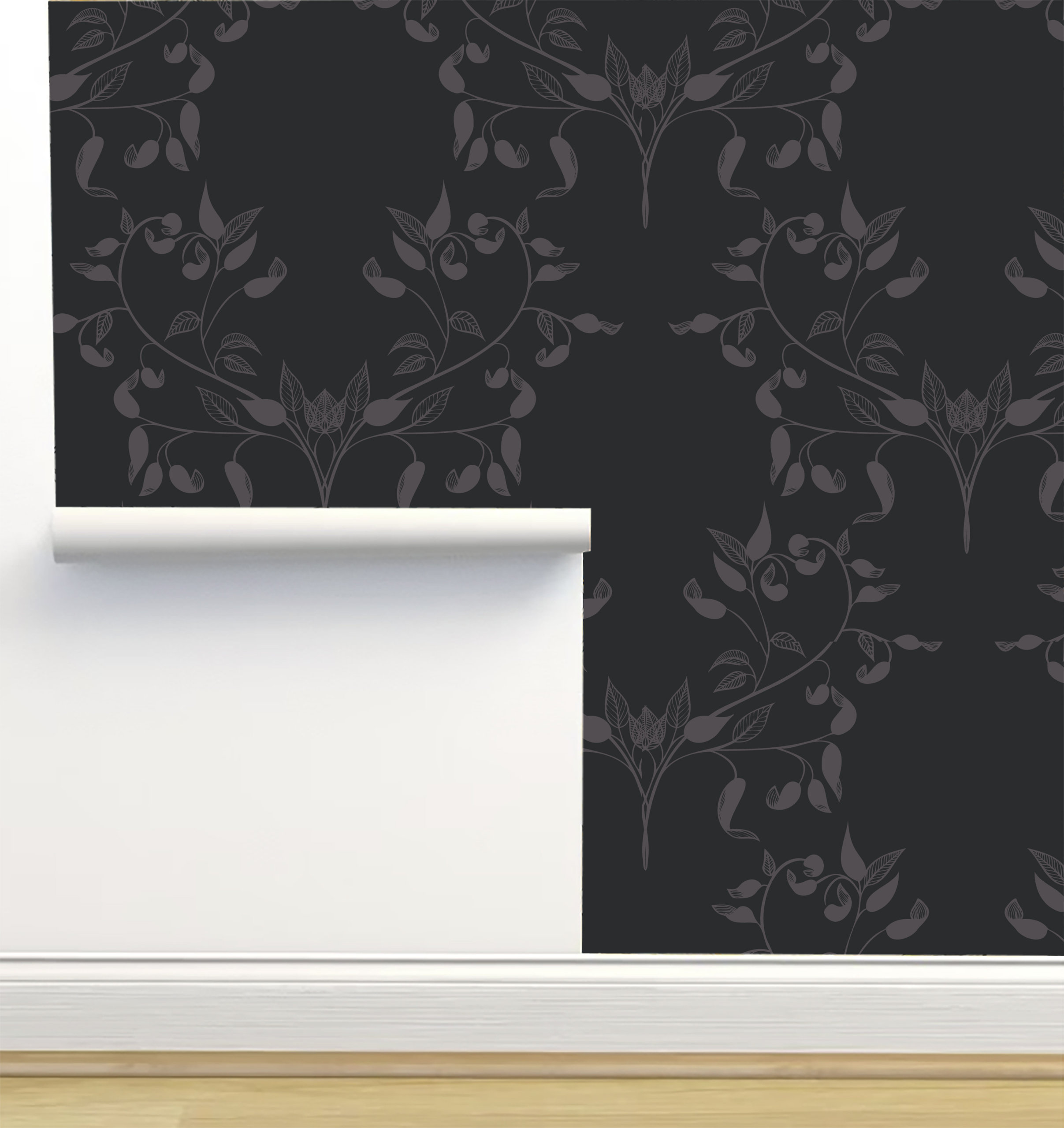 Classic Leaves Green Wallpaper by Monor Designs, 24"x72" - Contemporary ...