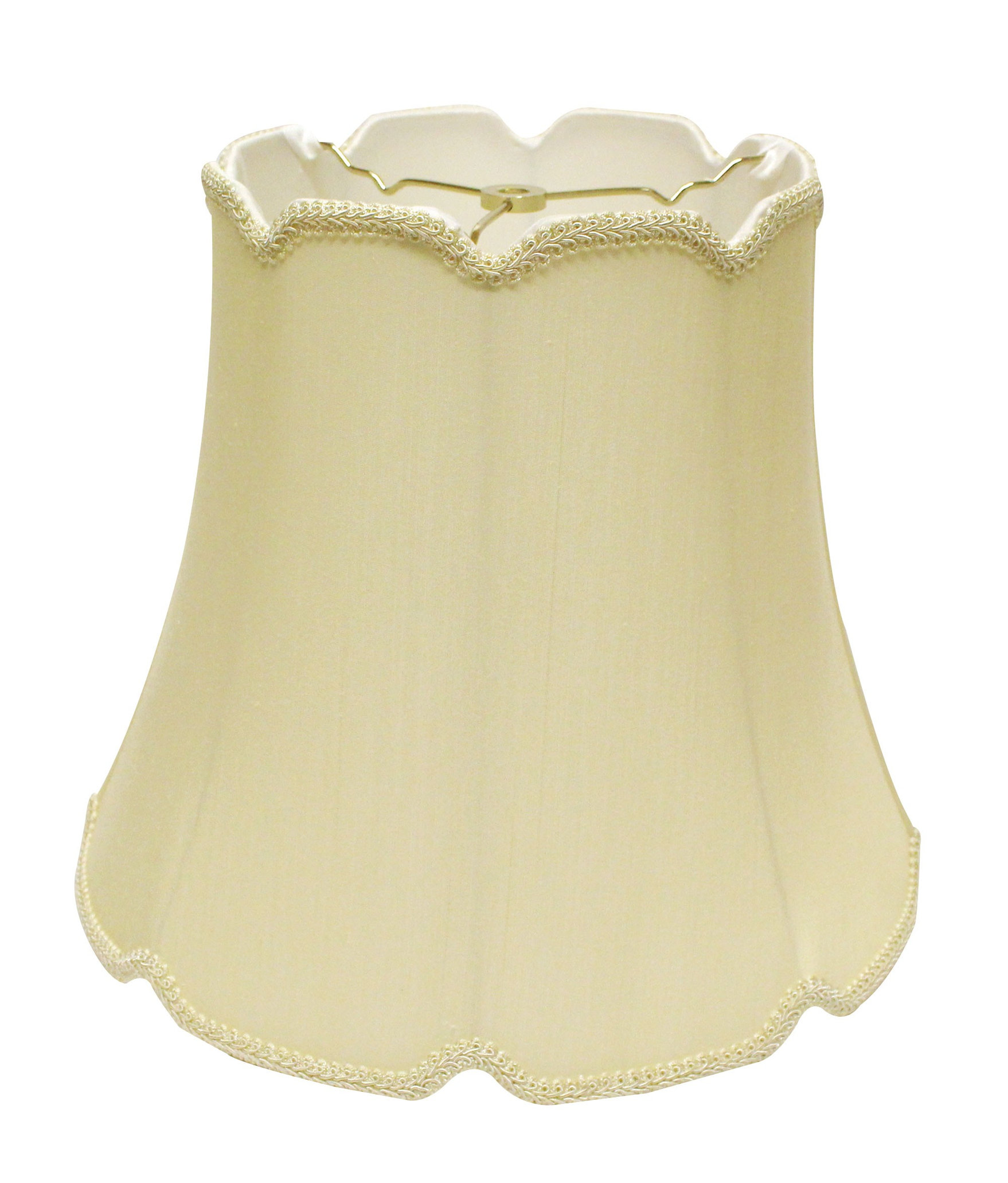 14" Antique White Empire Slanted Cylinder Scroll Edge Silk Lampshade ...