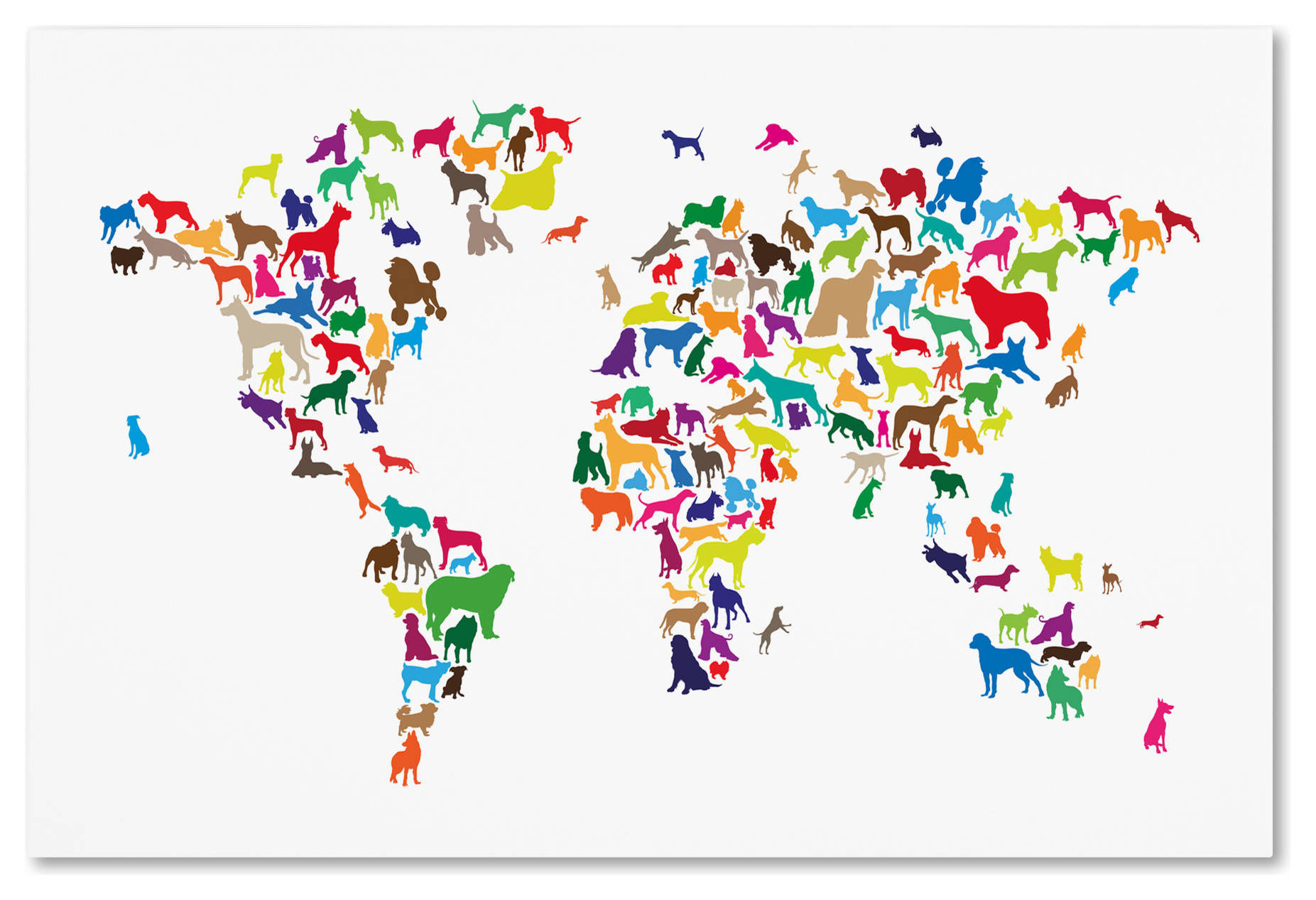 "World Map of Dogs 2" Canvas Art by Michael Tompsett, 22"x32 ...