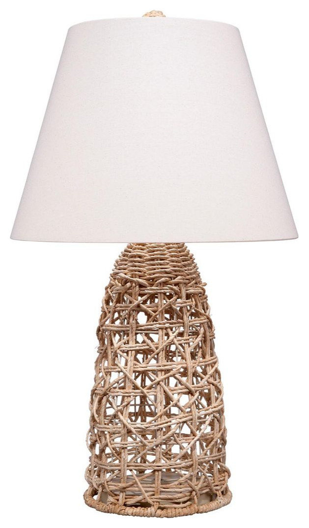 Natural Woven Rattan Rope Tapered Column Table Lamp 32 in Open Casual ...
