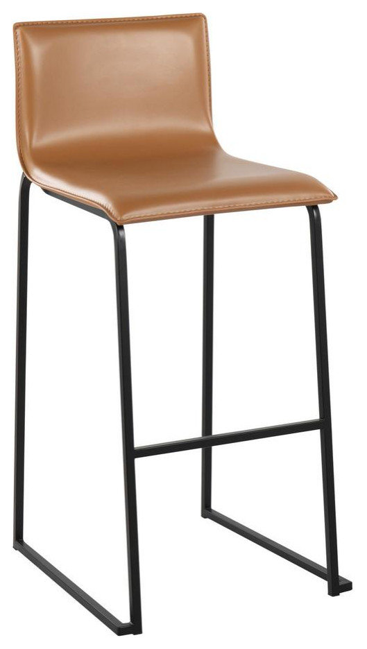 Black Steel, Camel PU Mara Barstool - Set of 2, 36" - Contemporary ...