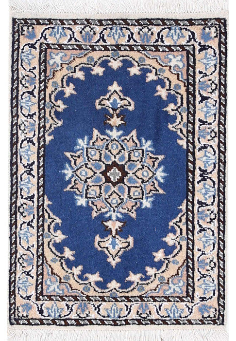 Light Blue Hand knotted Persian Nain 1'4'' X 1'11'' - Traditional ...