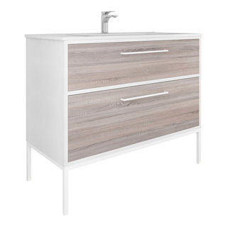 Chelsea Bathroom Vanity and Sink, 40" Weathered and Legs - Contemporary ...