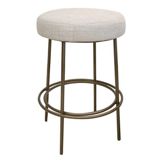 Frida upholstered Stool - White, 24" Seat Height - Transitional - Bar ...