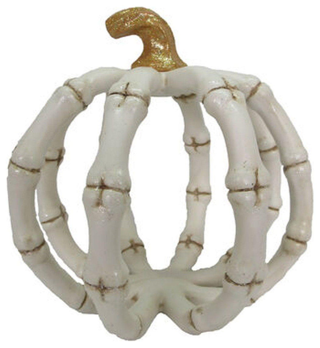 December Diamonds Halloween Carnival 8" Bone Pumpkin - Contemporary ...
