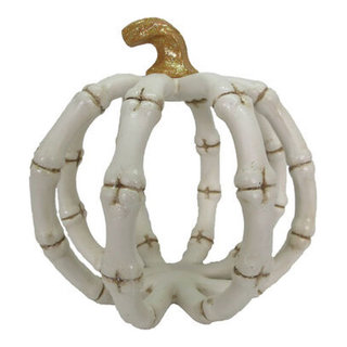 December Diamonds Halloween Carnival 8" Bone Pumpkin - Contemporary ...