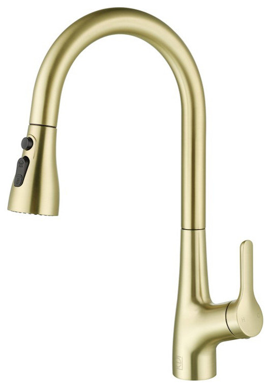 Elegant Lighting Andrea Kitchen Faucet, Brushed Gold - Kitchen Faucets ...