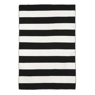 Trans-Ocean Sorrento 6302/48 Rugby Stripe Black Area Rug, 99"x138 ...