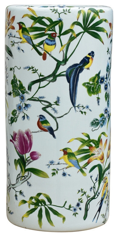 Chinese Chinoiserie Spring Bird Motif Porcelain Umbrella Stand 18 ...