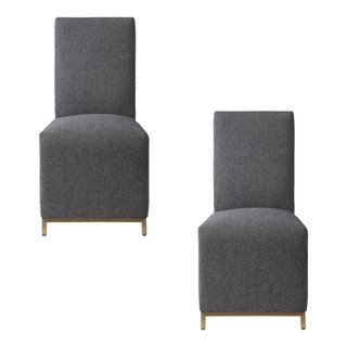 Minimalist Charcoal Gray Block Dining Chairs Armless Contemporary, Set ...