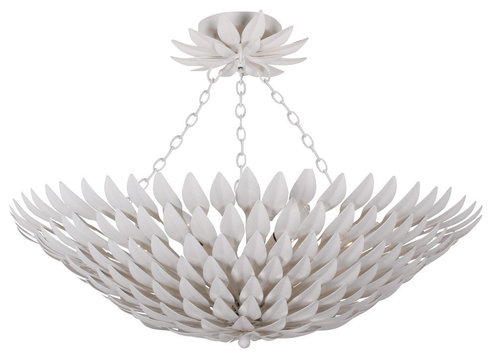 Broche 6 Light Matte White Ceiling Mount, 24.5'' W x 11'' H - Eclectic ...