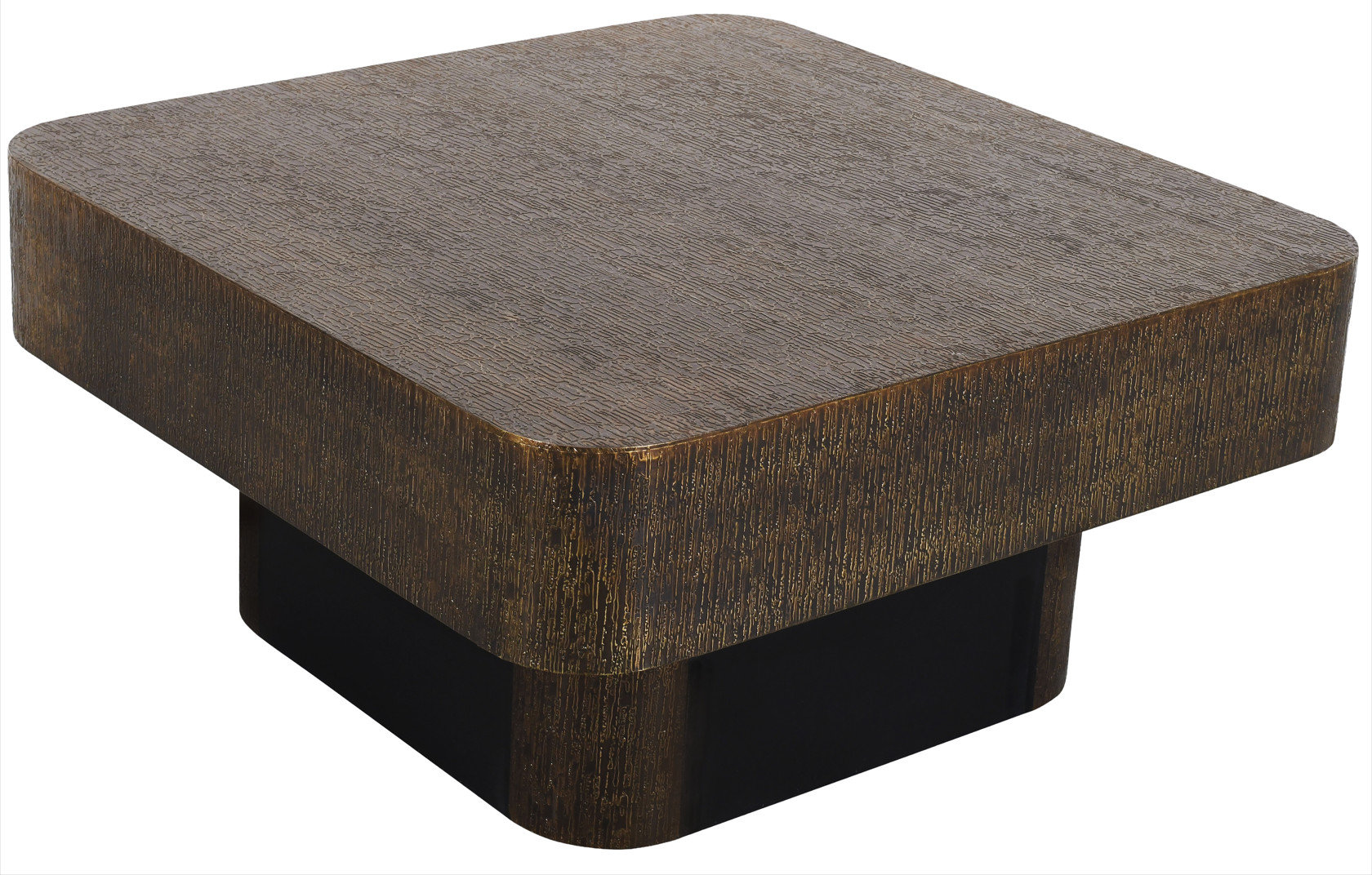 Landon Cocktail Table in Contemporary Stamped Brass Cladding on Solid ...