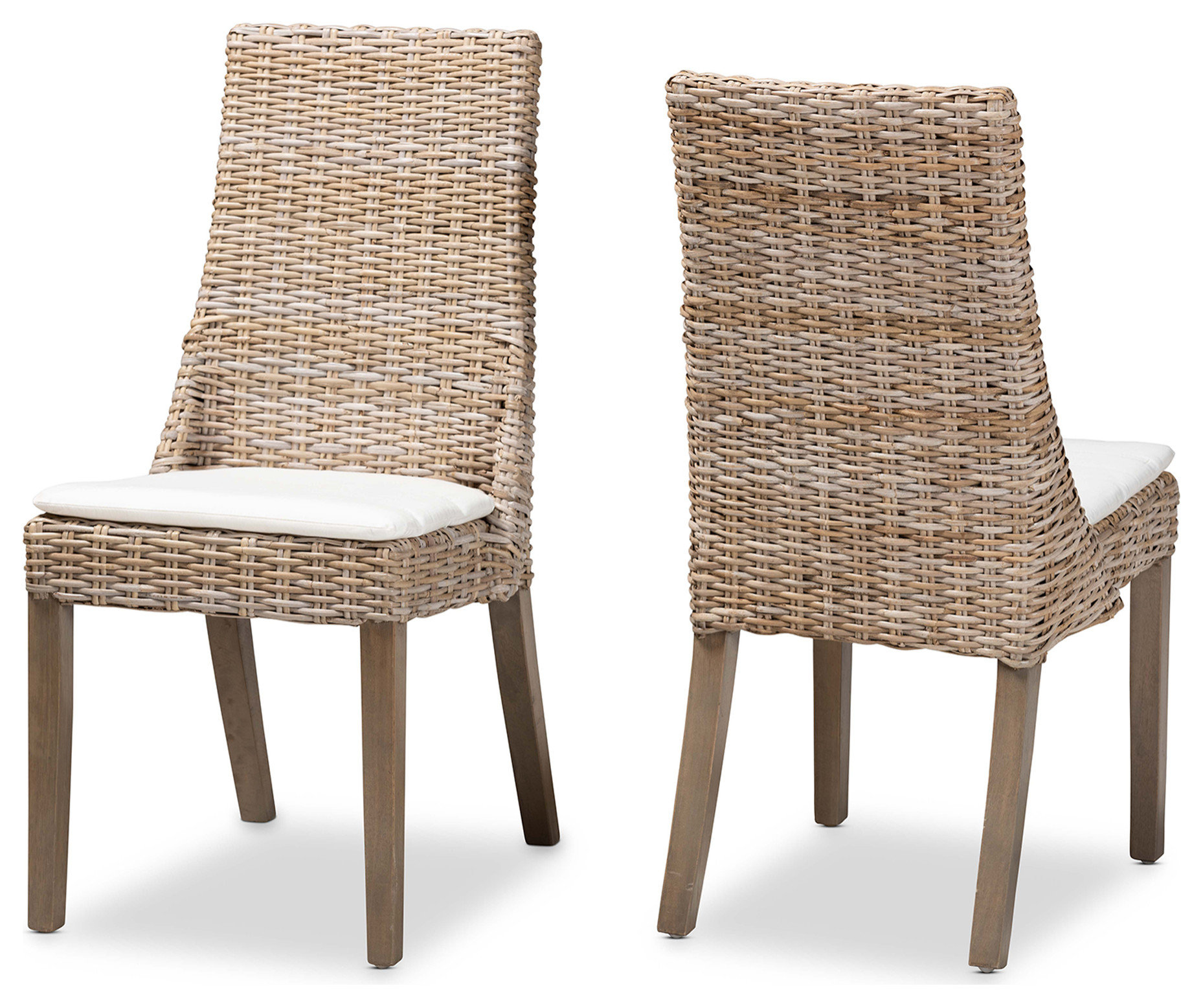 Etoile Modern Gray Rattan Dining Chairs, Set of 2 - Tropical - Dining ...