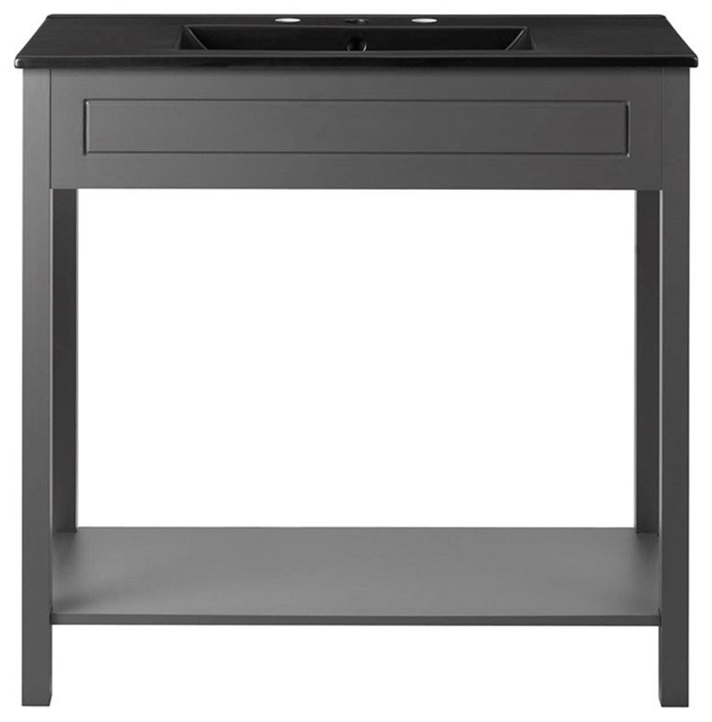 Modway Altura 36" MDF Ceramic and Particleboard Bathroom Vanity in Gray ...