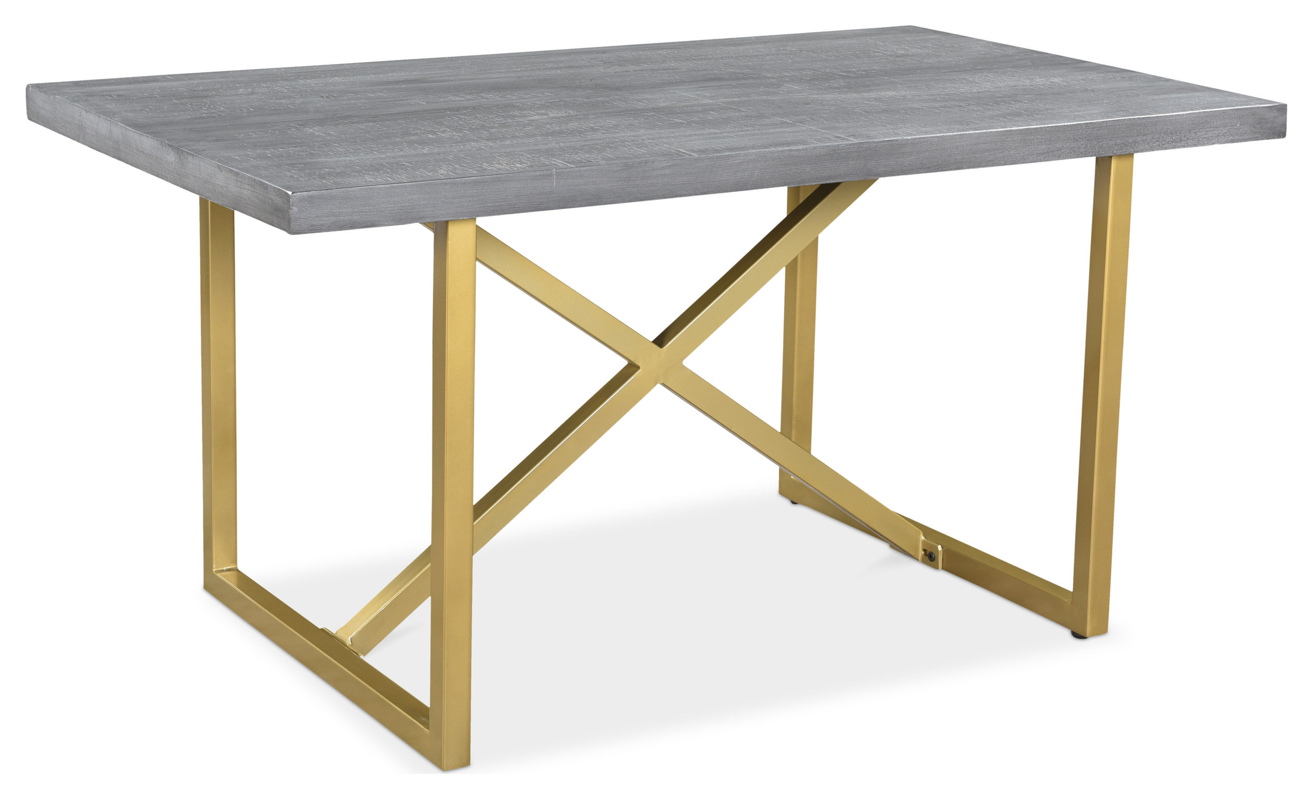 Raven Grey Mango Wood Dining Table With Gold Iron 71" - Contemporary ...