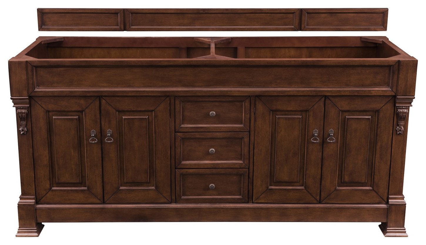 Brookfield 72" Warm Cherry Double Vanity - Traditional - Bathroom ...