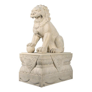 Design Toscano Male Foo Dogs With Plinth - Asian - Garden Statues And ...