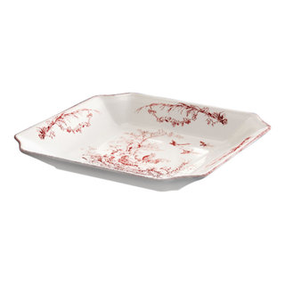 Crawford Porcelain Square Decorative Plate, Red/White - Traditional ...