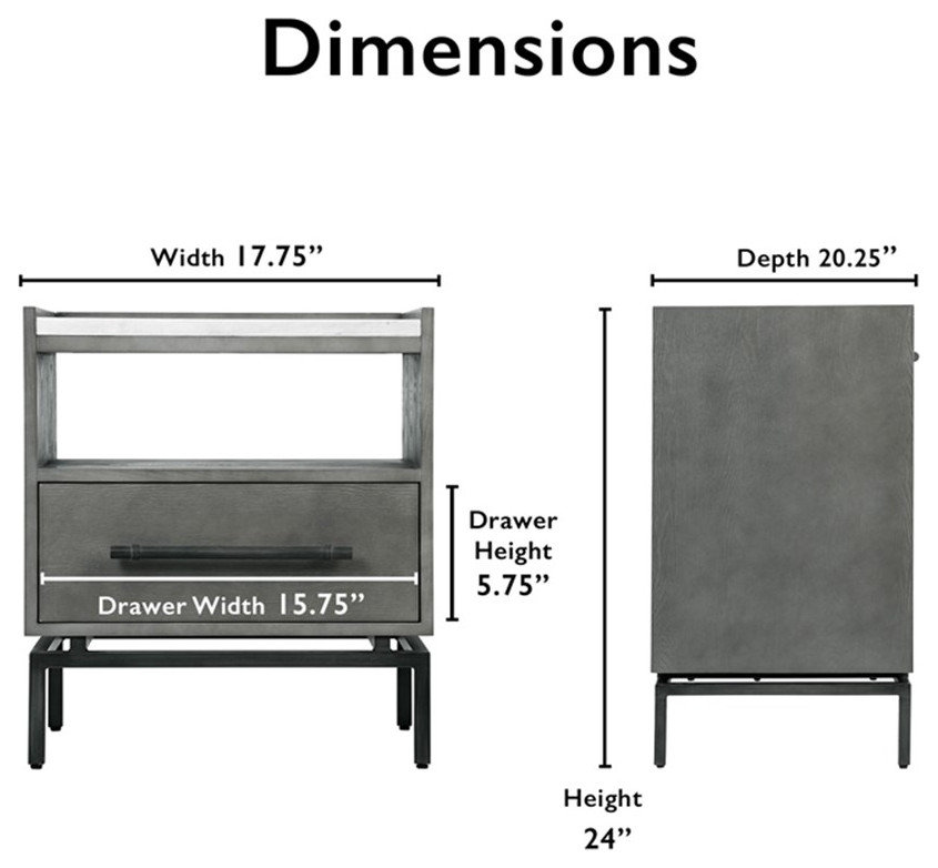Tommy Hilfiger Ascher Bedside Table in Nantucket Gray - Industrial ...