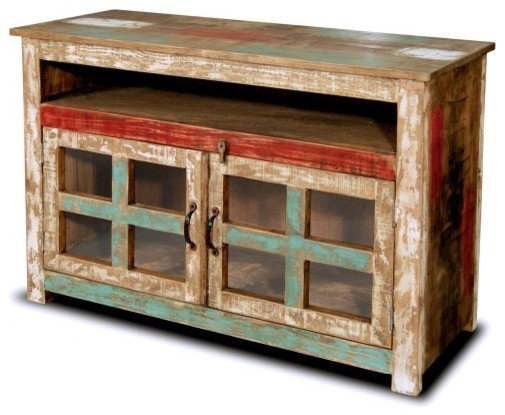 Rustic Style Solid Wood 45" TV Stand Media Console - Farmhouse ...