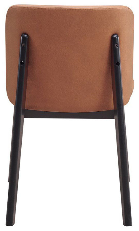 Set of 2 Upholstered Side Chairs in Camel and Black - Midcentury ...