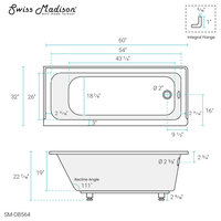 Voltaire Acrylic With Integral Tile Flange, 60"x32" - Contemporary ...