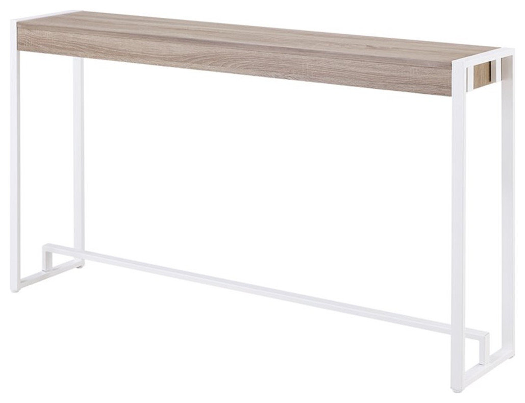 Maklaine Engineered Wood Top Console Table in Mocha Gray and White ...