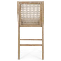 Oneida Rustic Fabric Upholstered Wood and Cane 30 inch Barstools, Set ...