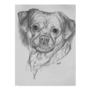 "Pug Wawa" by Barbara Keith, Canvas Art, 19"x14" - Contemporary ...