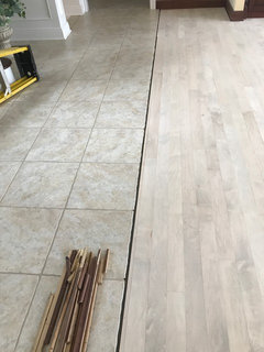 new hardwood matching old tile