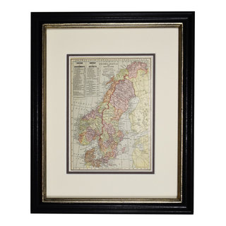 Original Vintage 1911 Scandinavian Map, Framed - Traditional - Prints ...