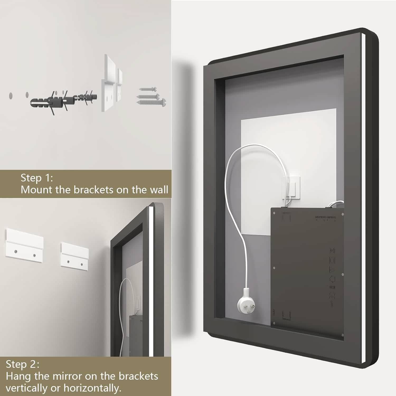 Dyconn Faucet M22 Black Frame Wall Mounted LED Bathroom Vanity Mirror ...