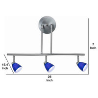 3 Light 120V Metal Track Light Fixture with Glass Shade in Silver and ...