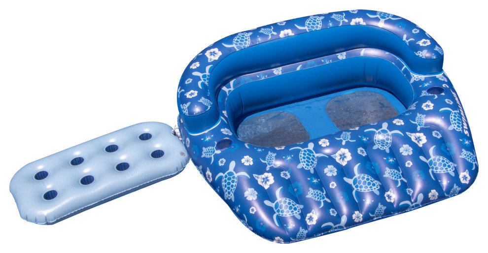 58" Inflatable Tropical Print Double Swimming Pool Lounger - Modern ...