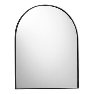Modern Arched Wall Decor Mirror in Graphite Finish Thin Iron Frame 39.5 ...