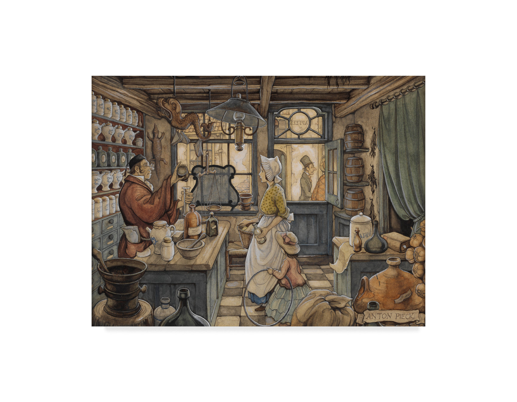 Anton Pieck 'A Blue Shop' Canvas Art, 24"x32" - Traditional - Prints ...