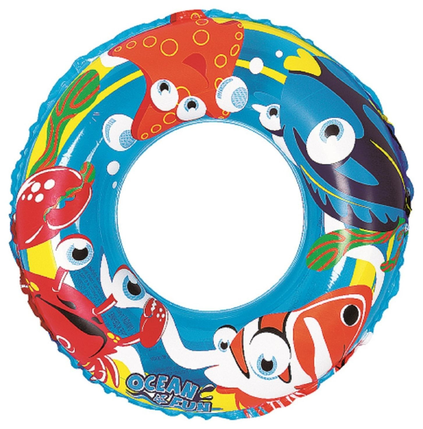20" Blue Ocean Fun Children's Inflatable Swimming Pool Inner Tube Ring ...