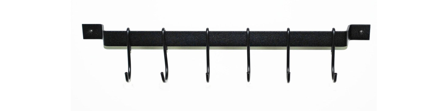 Rogar 18" Kitchen Bar Rack, Hammered Steel or Black - Industrial - Pot ...
