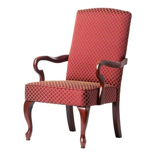 Traditional Gooseneck Arm Chair, Diamond Jacquard Fabric Seat & Arms ...