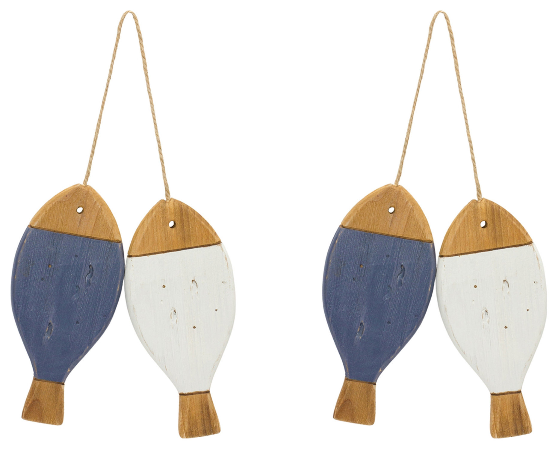Fir Wood Fish Ornament, 2-Piece Set - Rustic - Christmas Ornaments - by ...