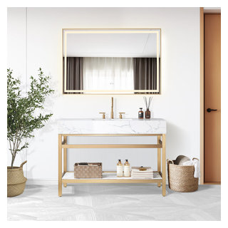 Ecija Bath Vanity, Metal Support with Stone Top, 48 in. - Contemporary ...